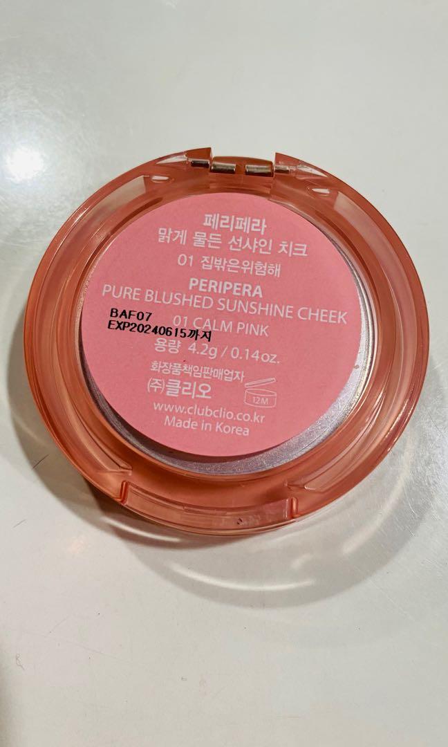 PERIPERA PURE BLUSHED SUNSHINE CHEEK (01 Calm Pink), Beauty & Personal ...