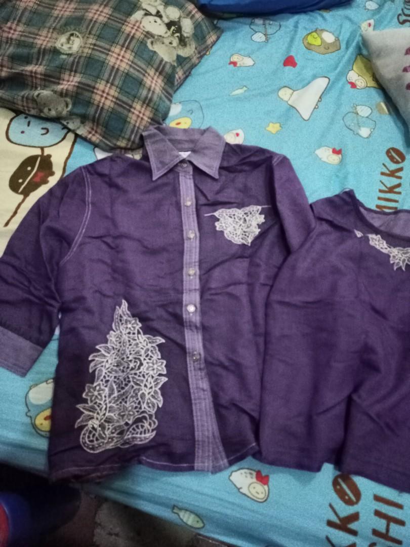 Purple blouse terno, Women's Fashion, Tops, Blouses on Carousell