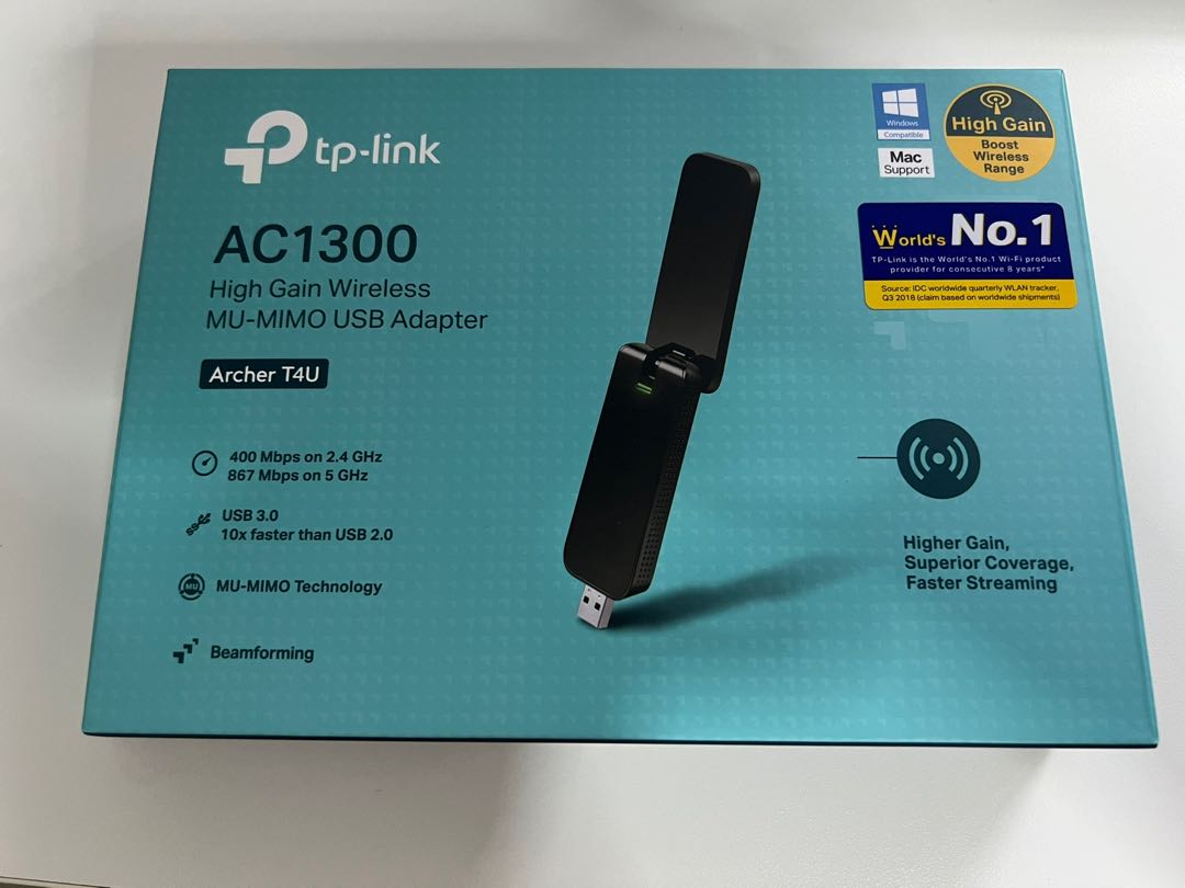 TP LINK AC1300 adapter high gain wireless MU-MIMO USB Adapter Archer 4 ...