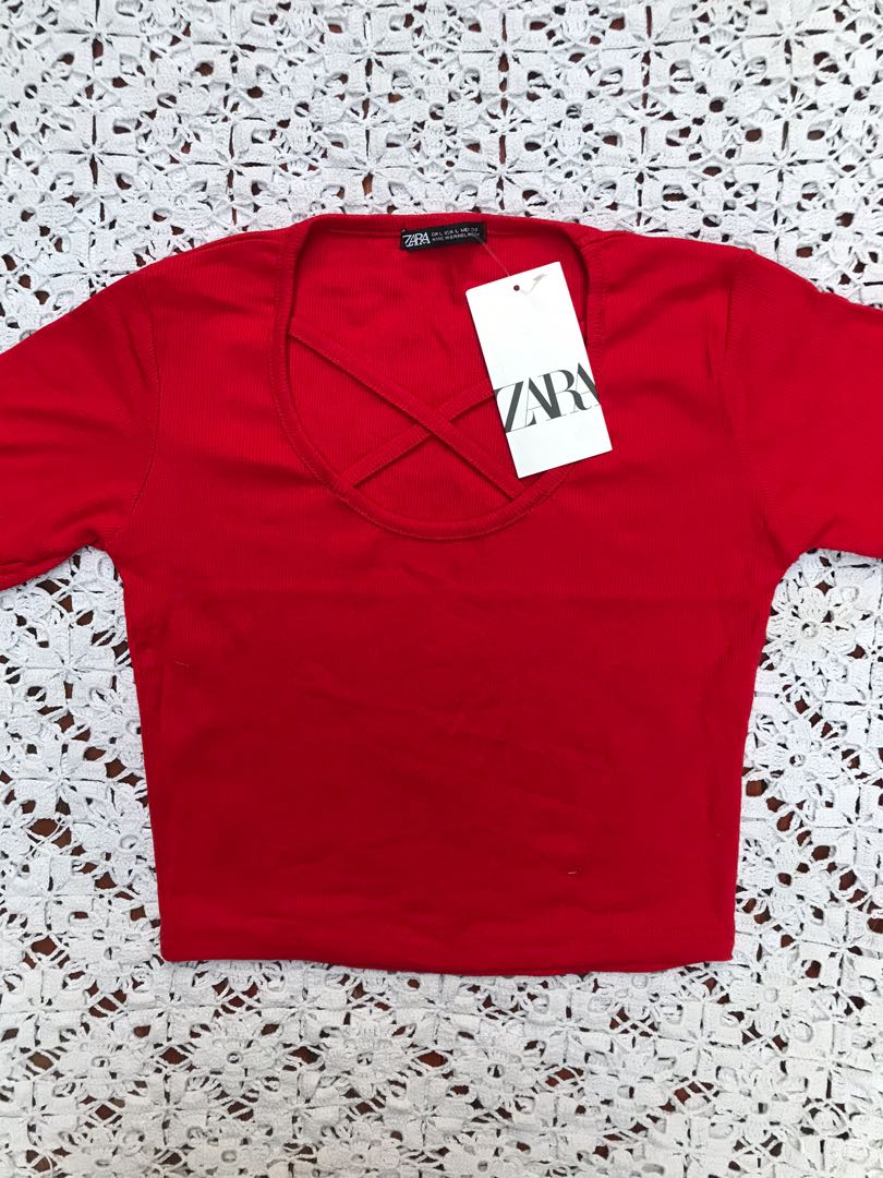 Zara Blood Red Top, Women's Fashion, Tops, Shirts on Carousell