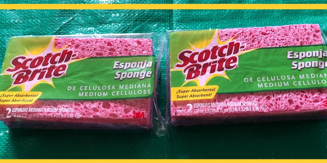 3M Scotch Brite Cellulose Sponge (Pink/Purple) 7224ES (Bundle of 2), TV ...