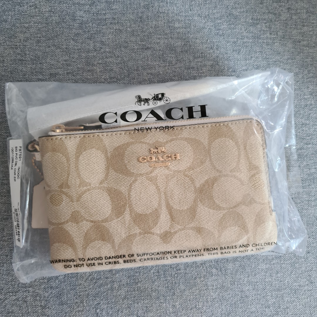 Coach signature small corner wristlet double zip, Luxury, Bags ...