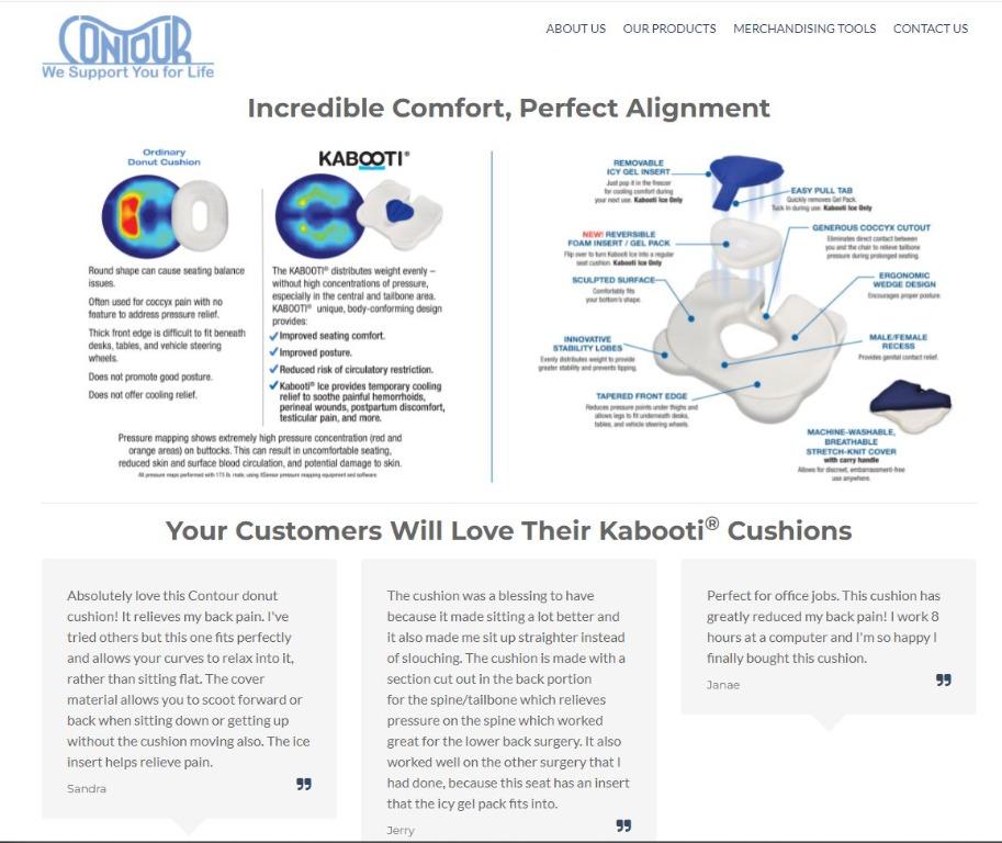 CONTOUR Kabooti Cushion (For coccyx cutout comforts the tailbone and ...