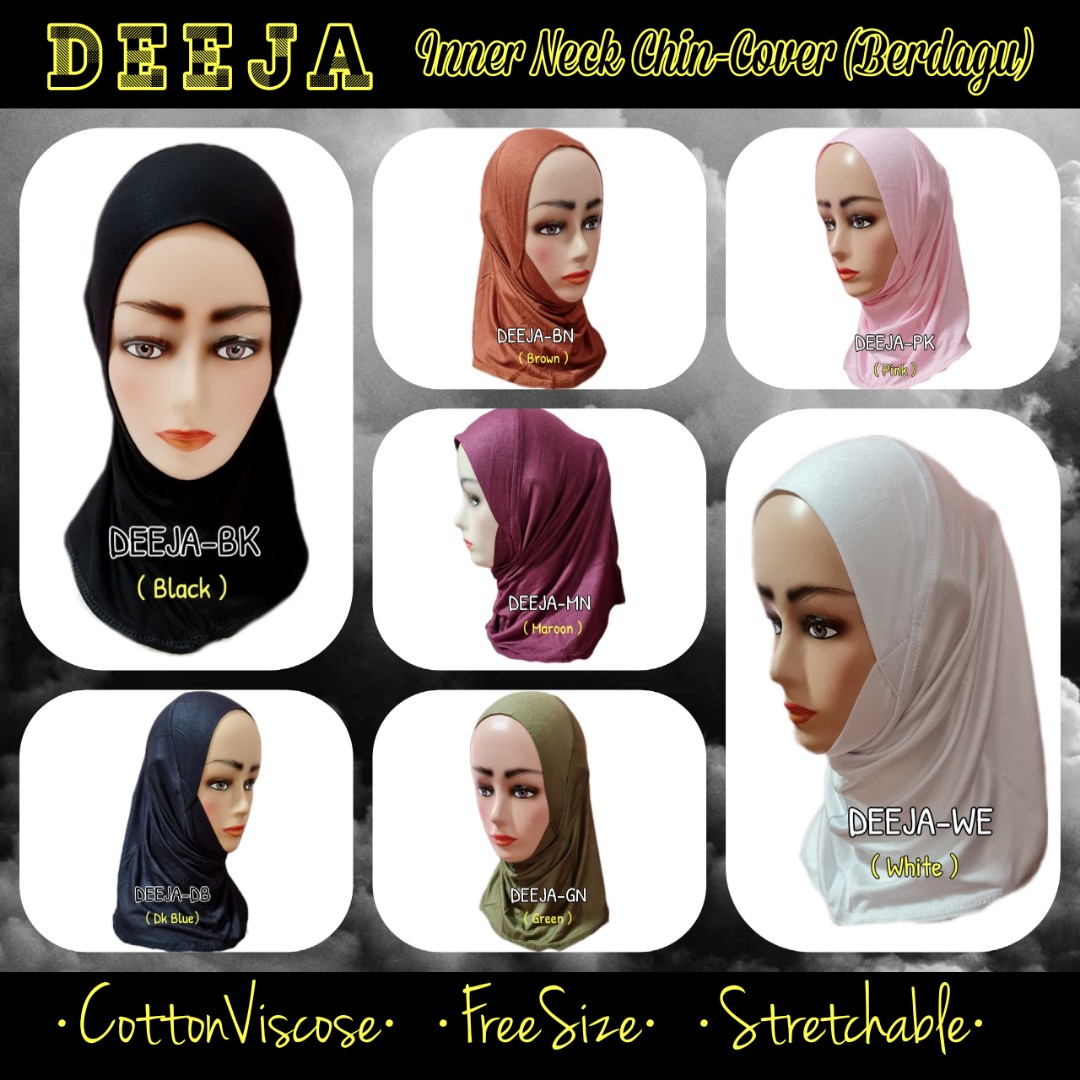 DEEJA Inner Neck Chin-Cover (Berdagu), Women's Fashion, Muslimah ...