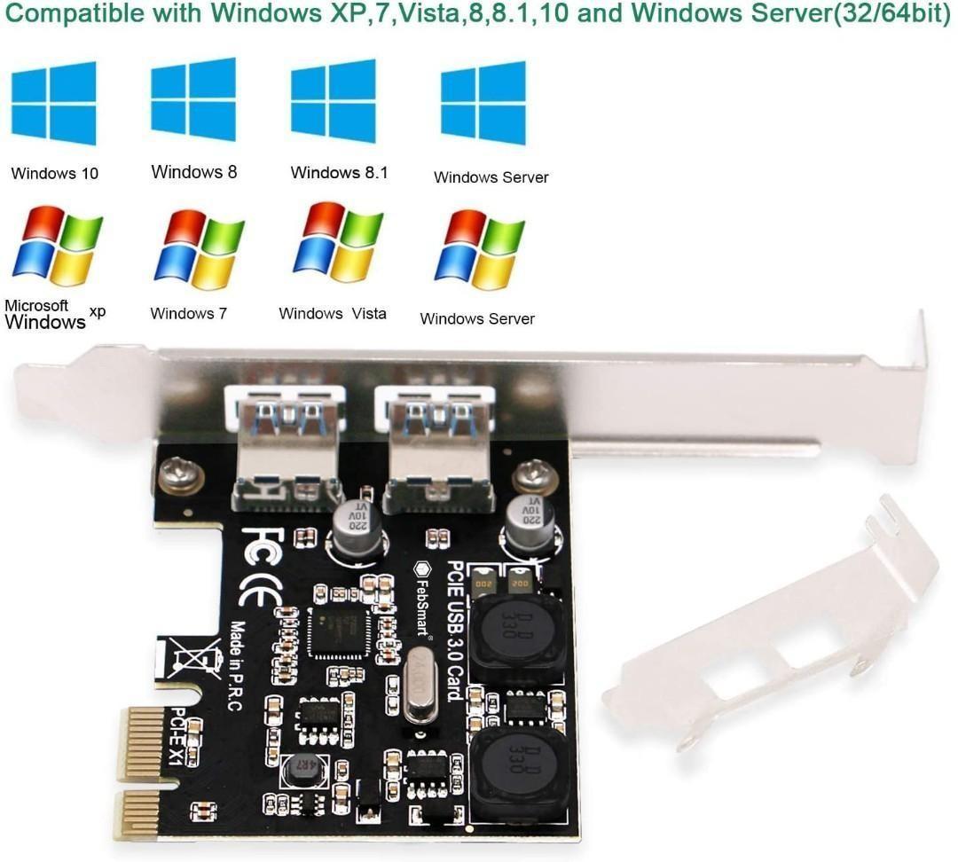 FebSmart 2 Ports USB 3.0 Super Fast 5Gbps PCI Express (PCIe) Expansion ...