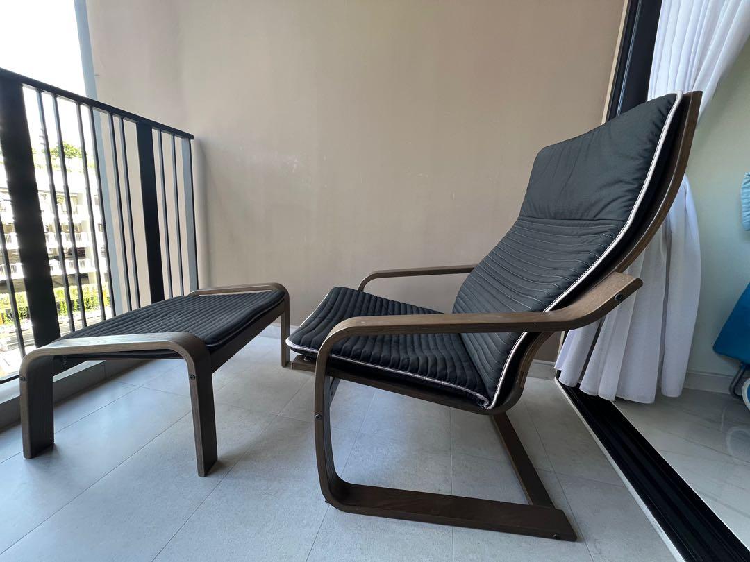 Ikea arm chair and foot rest, Furniture & Home Living, Furniture ...