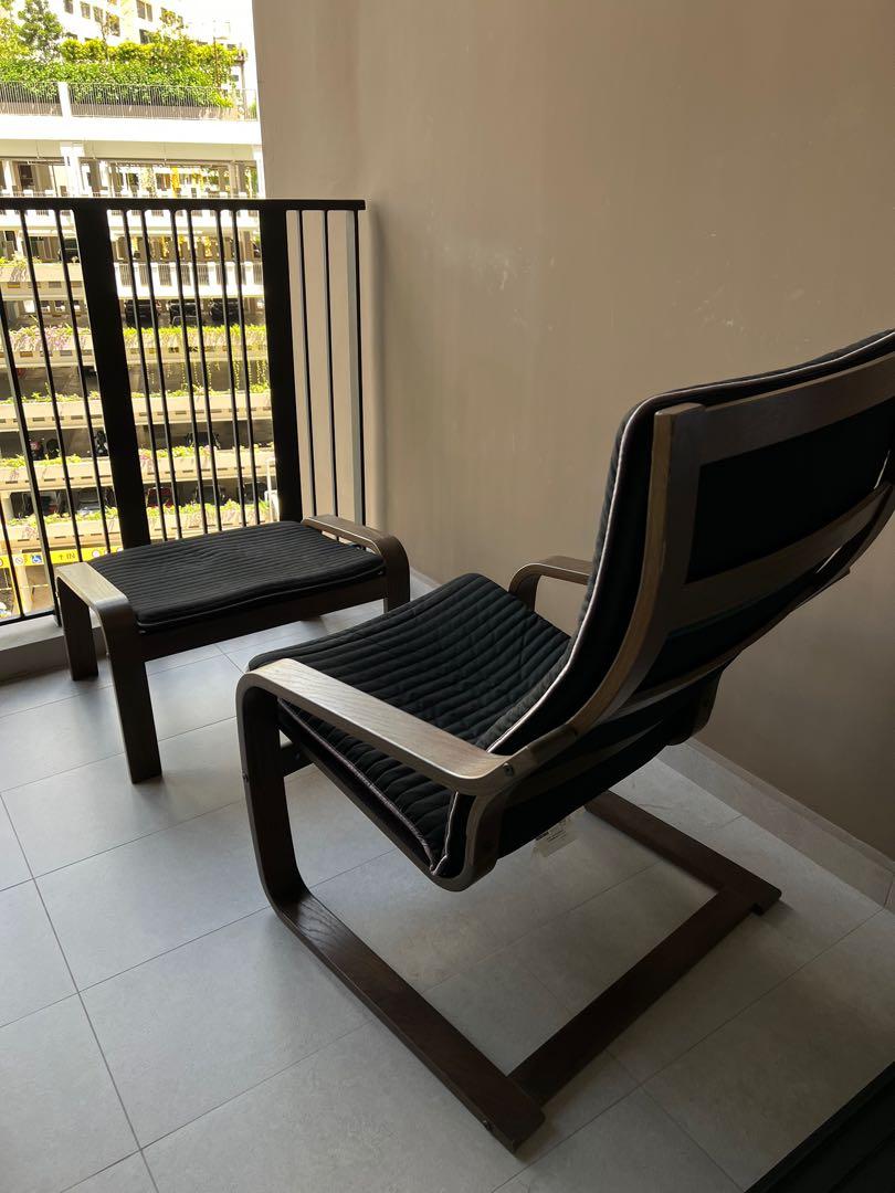 Ikea arm chair and foot rest, Furniture & Home Living, Furniture ...