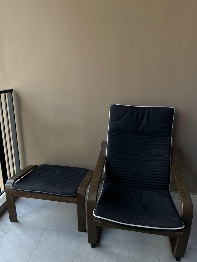Ikea arm chair and foot rest, Furniture & Home Living, Furniture ...