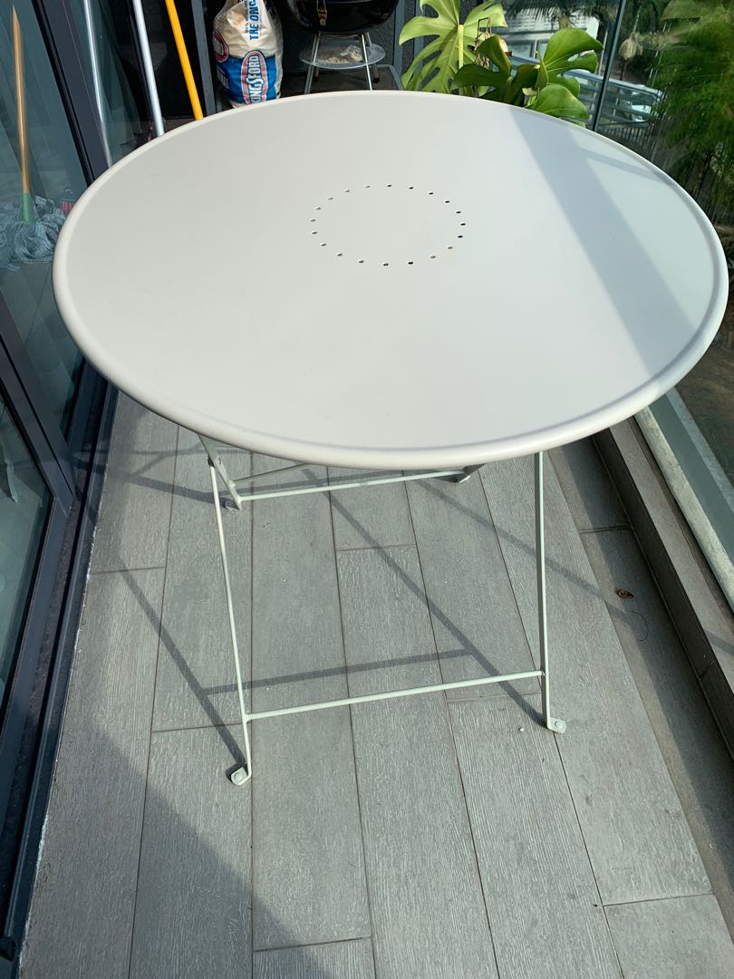IKEA Round folding steel table, Furniture & Home Living, Furniture ...