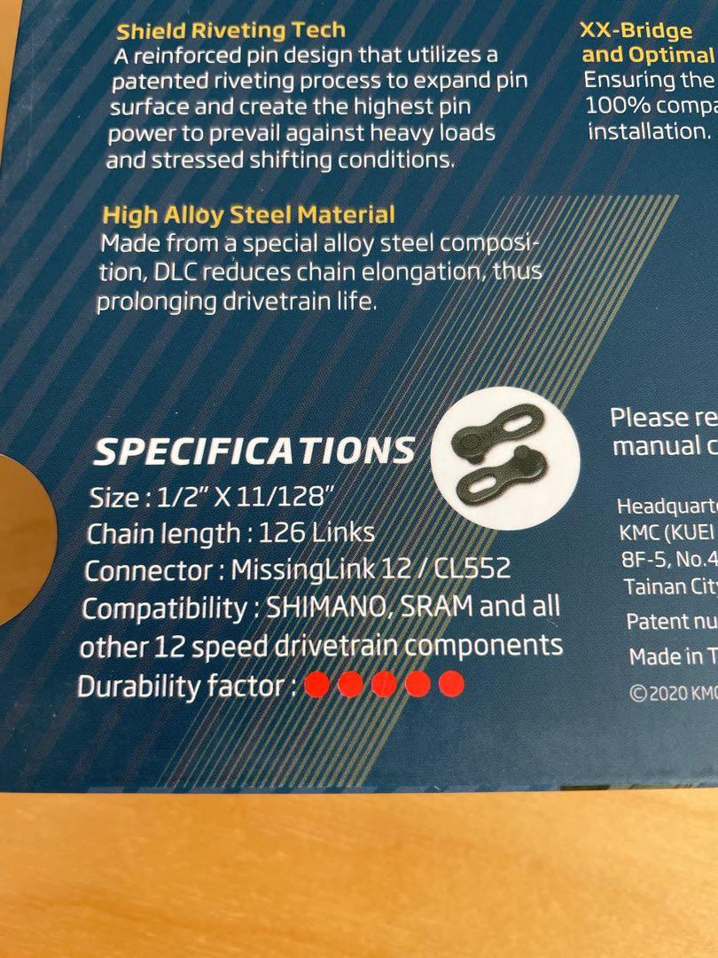 KMC DLC 12 Speed Bike Chain Black, Sports Equipment, Bicycles & Parts ...