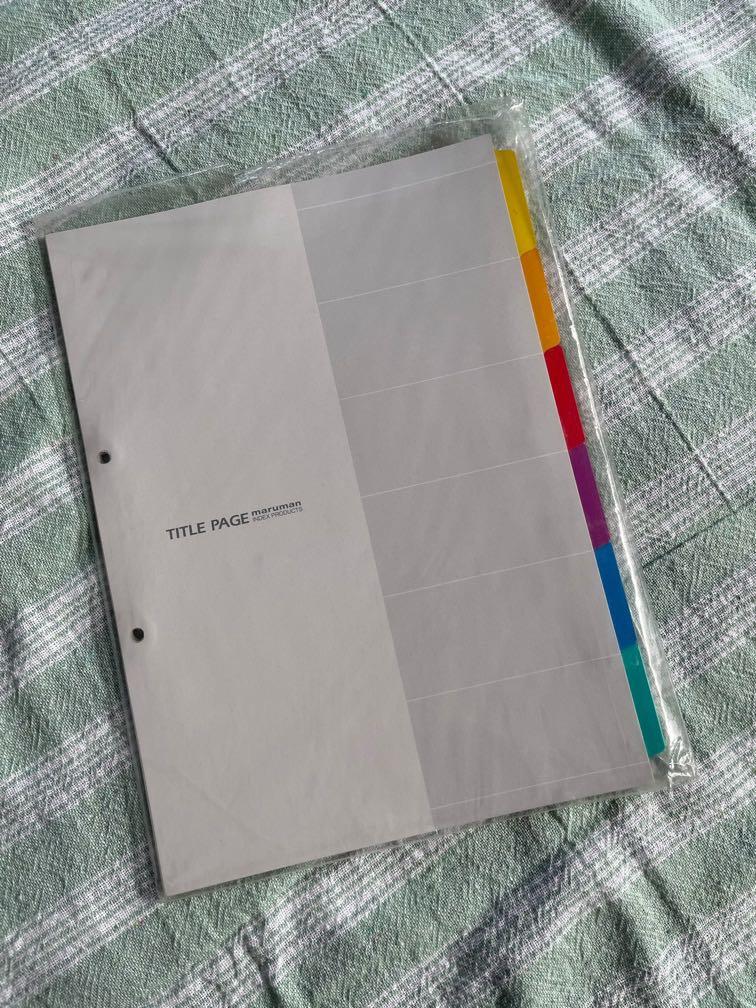 Maruman A4 Binder Section Tabs, Hobbies & Toys, Stationary & Craft ...