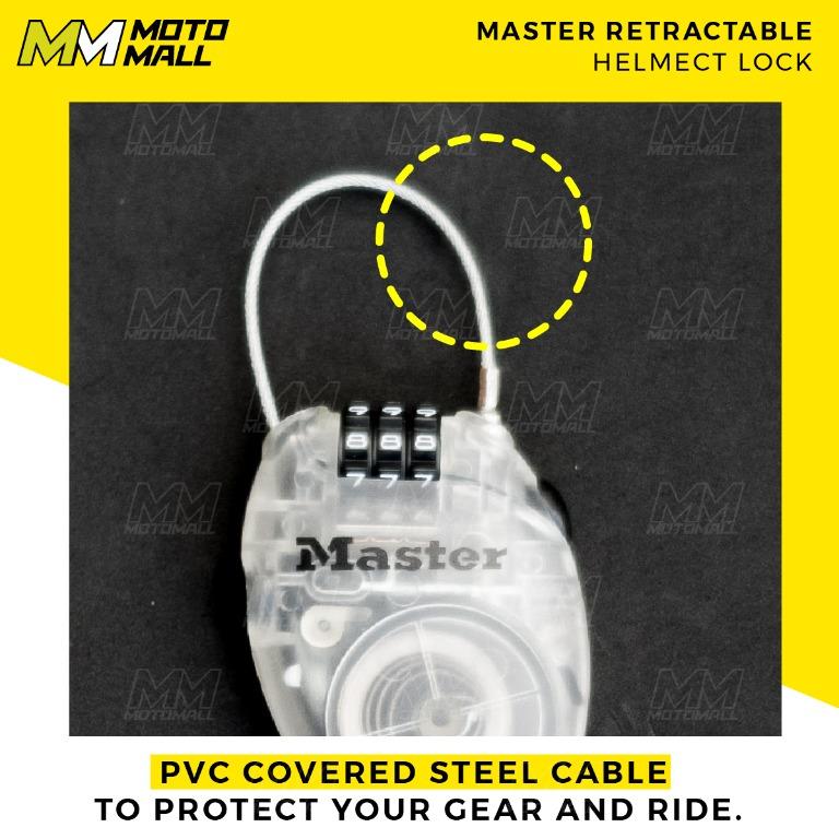Master Retractable Helmet Lock, Motorcycles, Motorcycle Accessories on ...