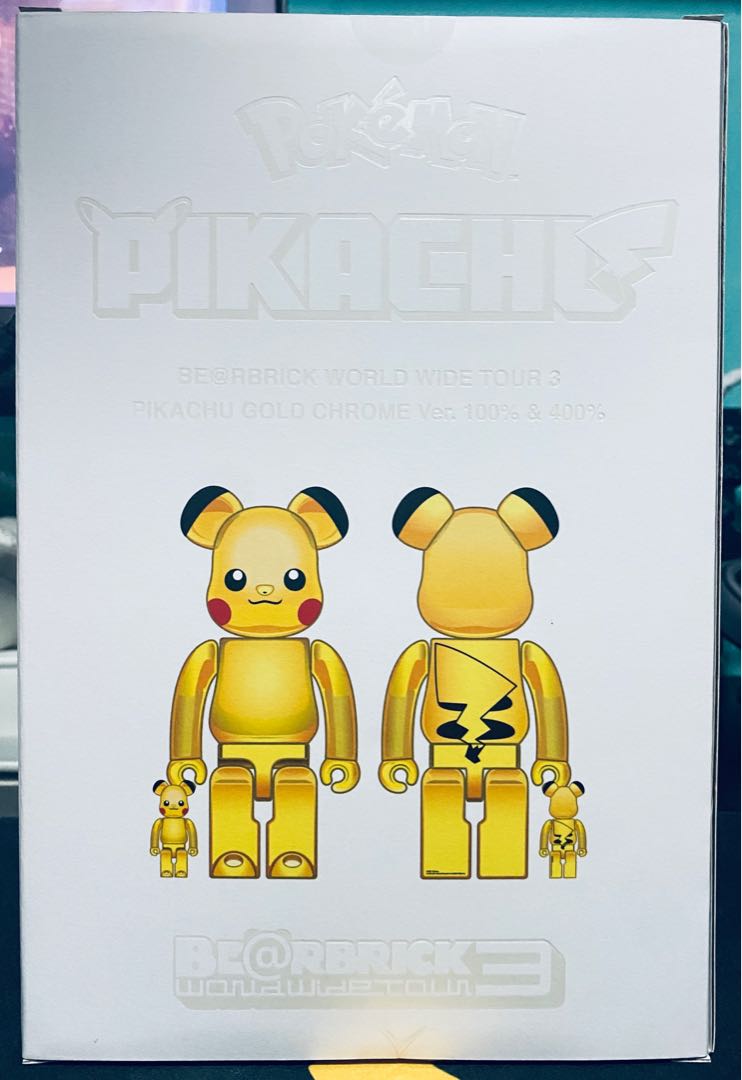 [On Hand] Bearbrick Pikachu Chrome 400% & 100%, Hobbies & Toys, Toys ...