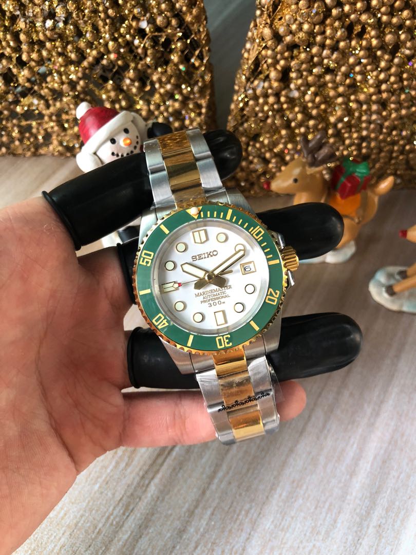 Seiko Two tone Green Mod, Luxury, Watches on Carousell