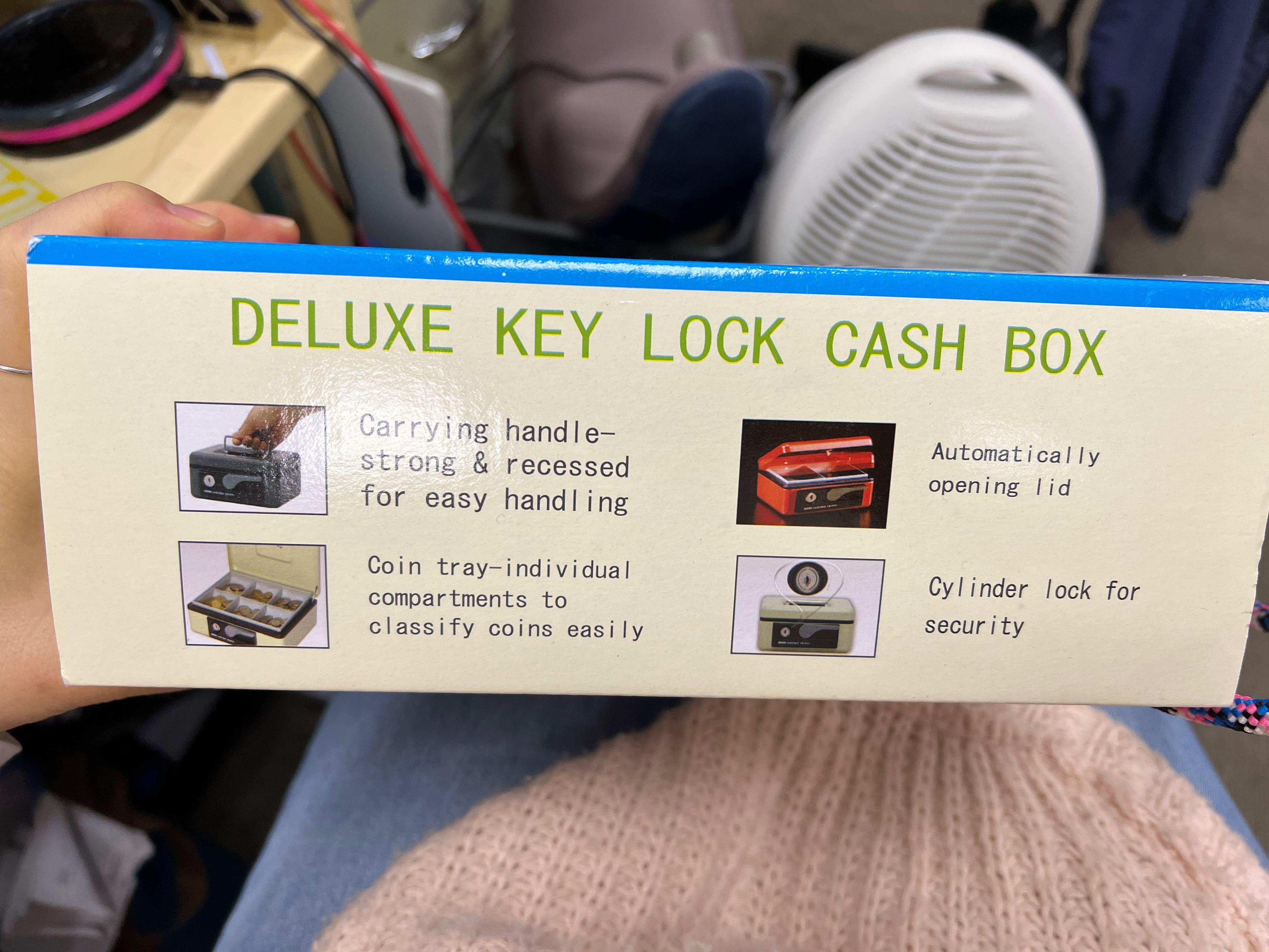 SRM 地球牌大型豪華金庫錢箱(藍色) #CB-9705B Large Deluxe Cash Box, 傢俬＆家居, 保安及門鎖 , 其他 ...