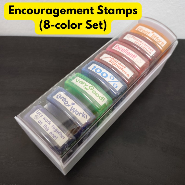 Teacher/Tutor/Parent Marking with Encouragement Stamp 8-Color Set ...