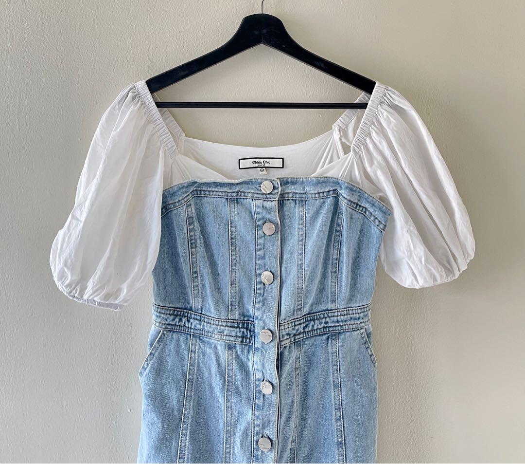 CHIRIS CHIC 2-WAY DENIM DRESS, Women's Fashion, Dresses & Sets, Dresses ...