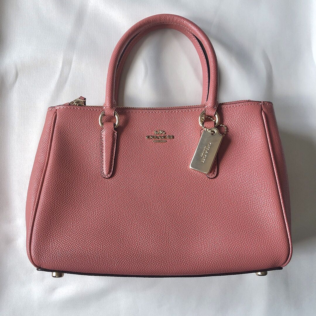 Coach pink mini surrey bag, Luxury, Bags & Wallets on Carousell