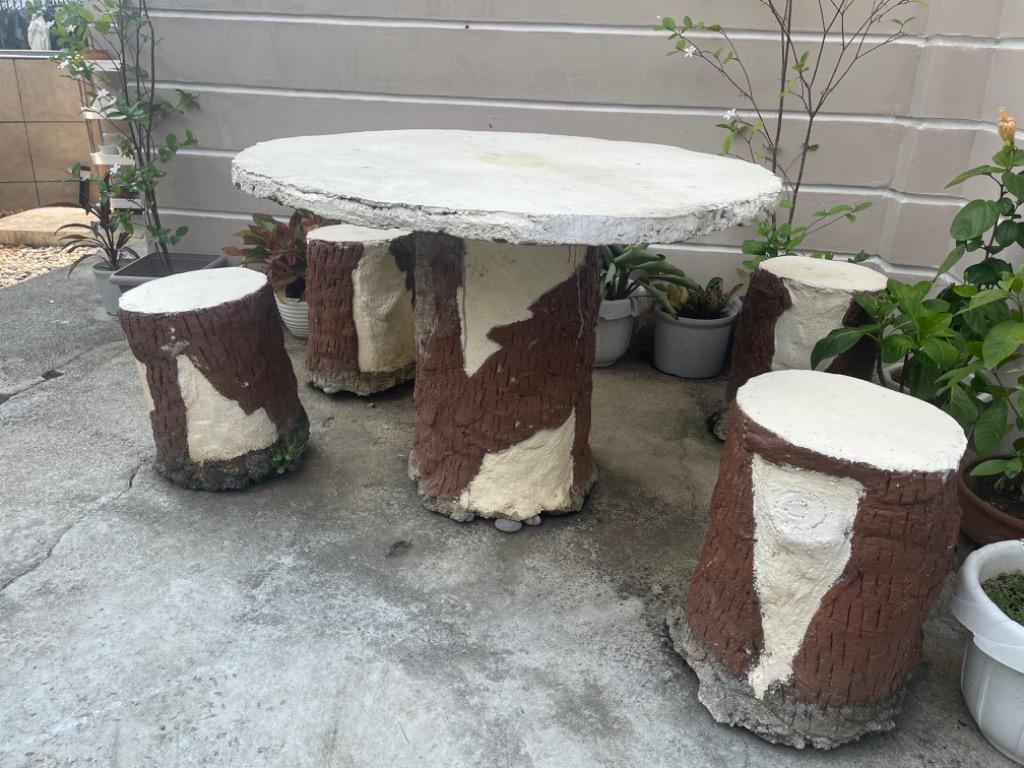 Concrete Garden set (5pcs), Furniture & Home Living, Outdoor Furniture ...