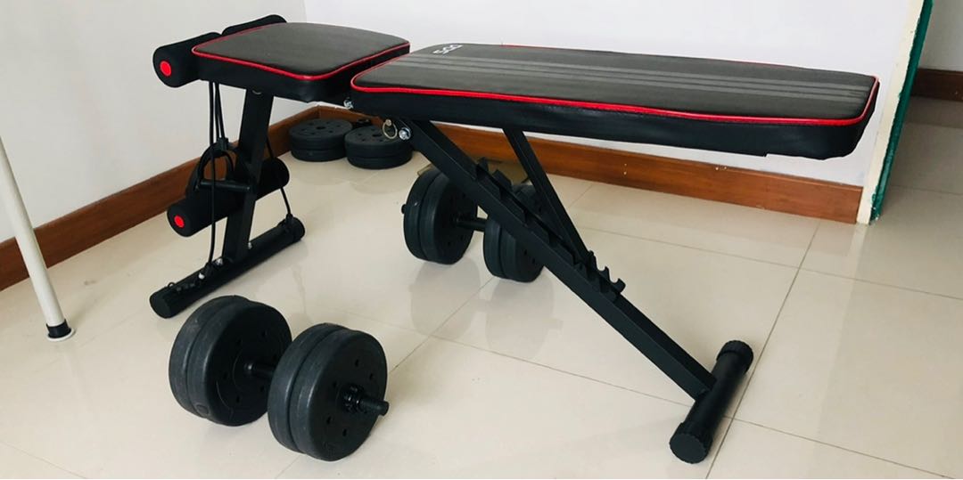 Gym Bench, Weights(30kg), Sports Equipment, Exercise & Fitness, Weights ...