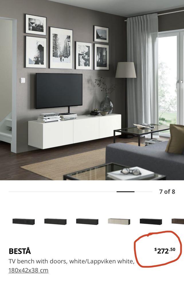 Ikea Besta Wall mounted TV console 180cm &120cm, Furniture & Home ...