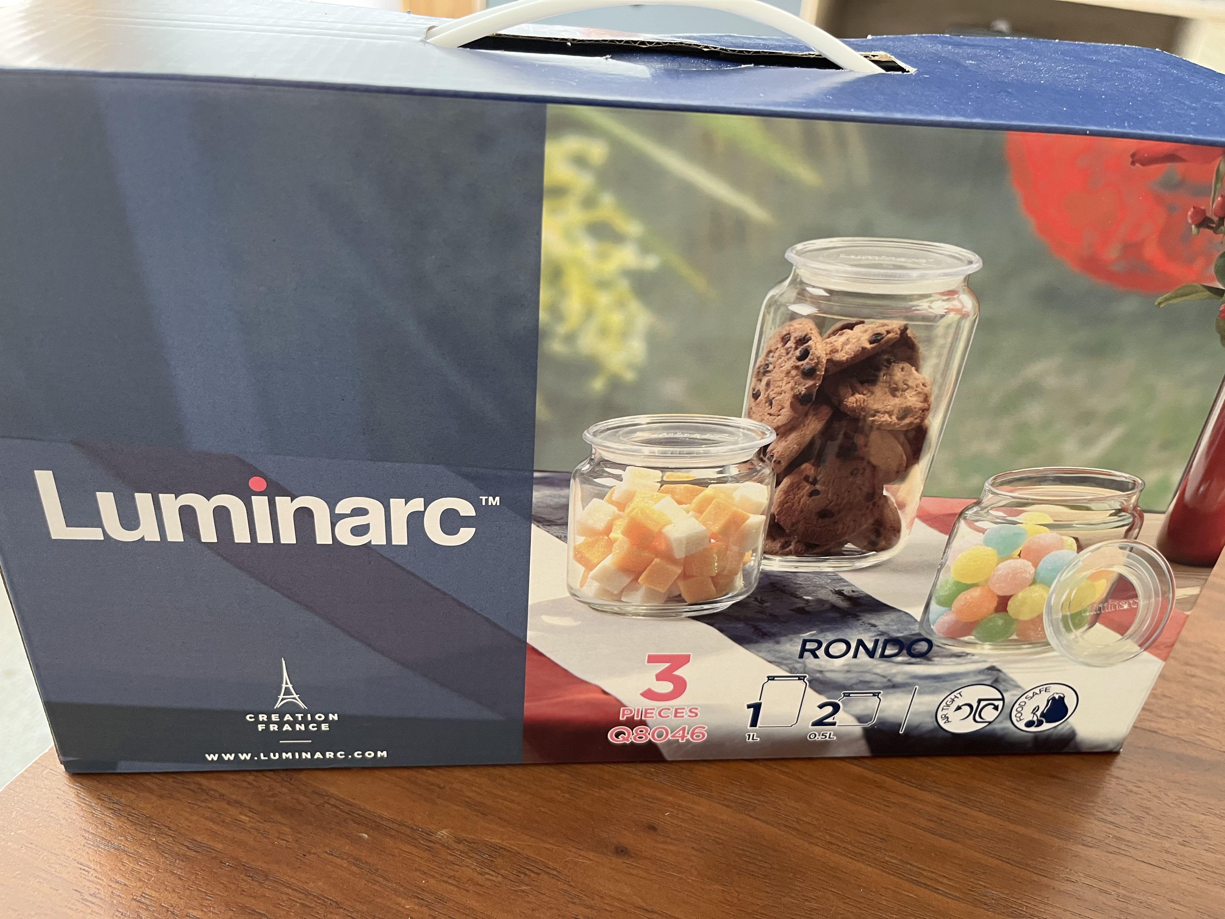 Luminarc 3 pieces Rondo Glass Containers, Furniture & Home Living ...