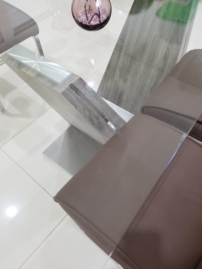 Meja makan saja kaca glass tempered informa ikea furniture kayu wood ...