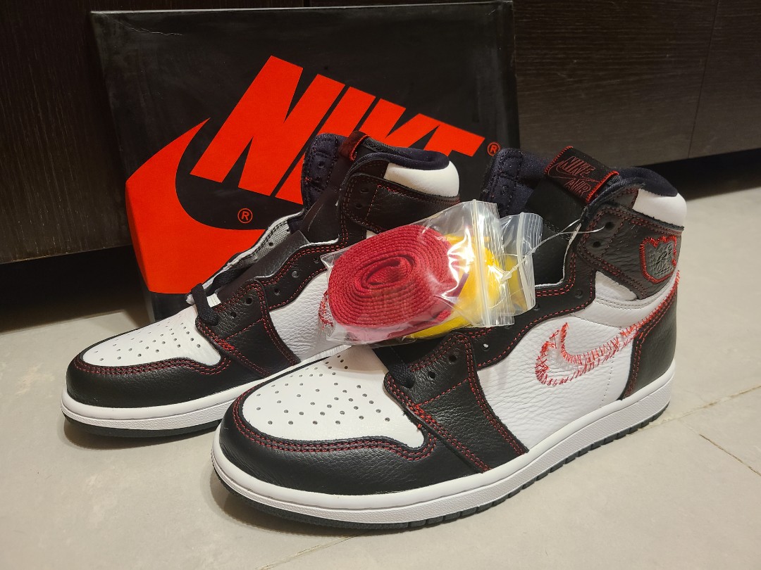 全新 Nike Air Jordan one 1 retro high gym red Defiant 拆線 edition US8, 男裝 ...