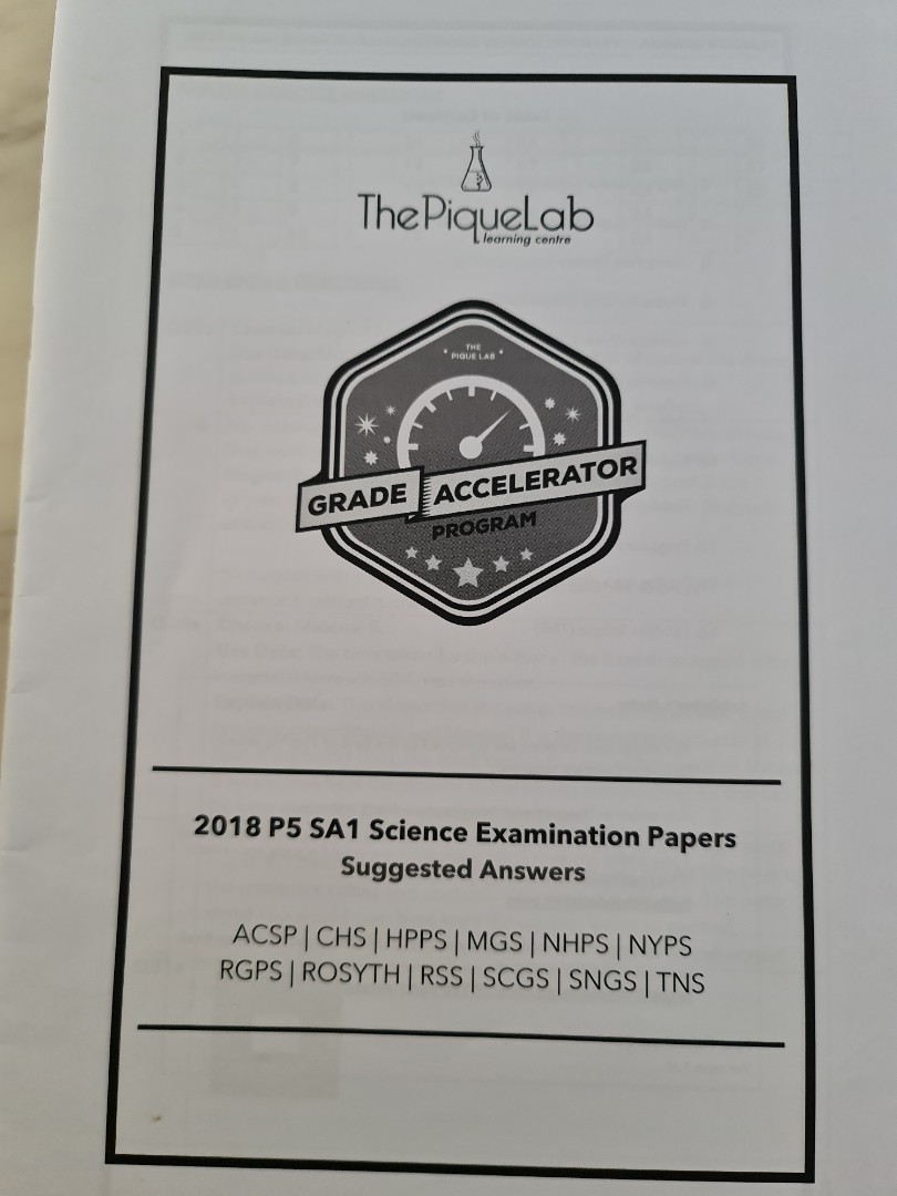 Pique lab P5 Science SA exam - Ans Key, Hobbies & Toys, Books ...