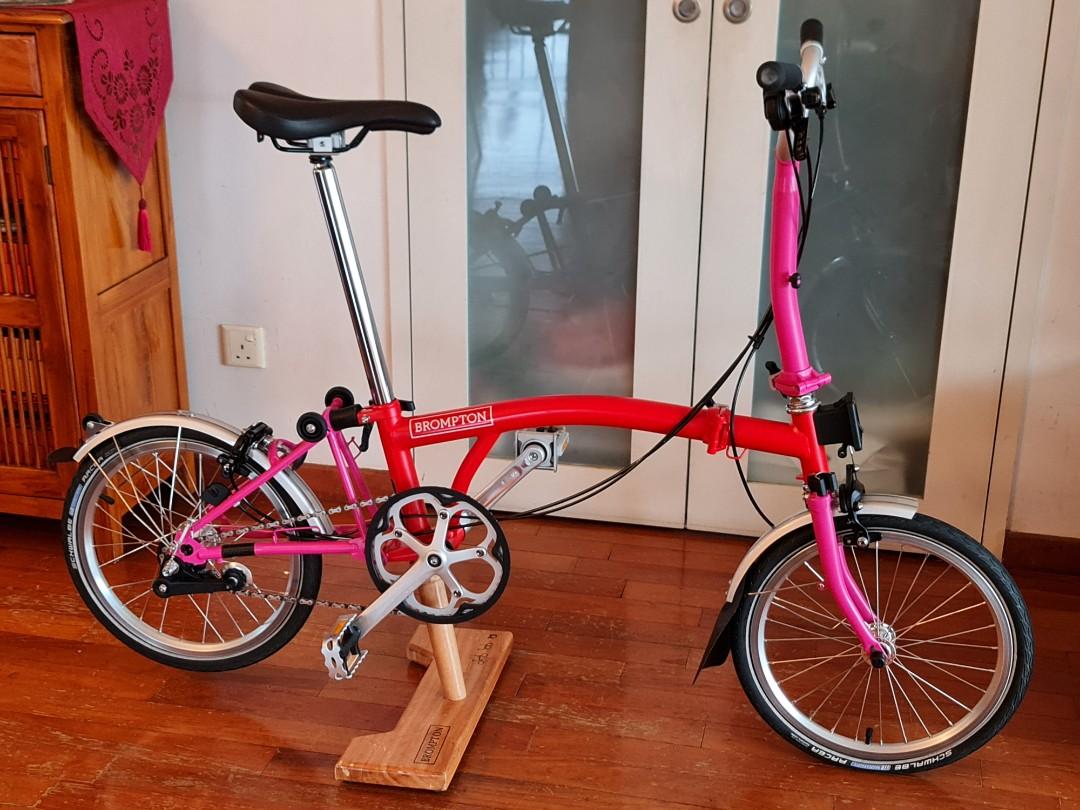 RARE RED & HOT PINK BROMPTON M3L 2019, Sports Equipment, Bicycles & Parts, Bicycles on Carousell