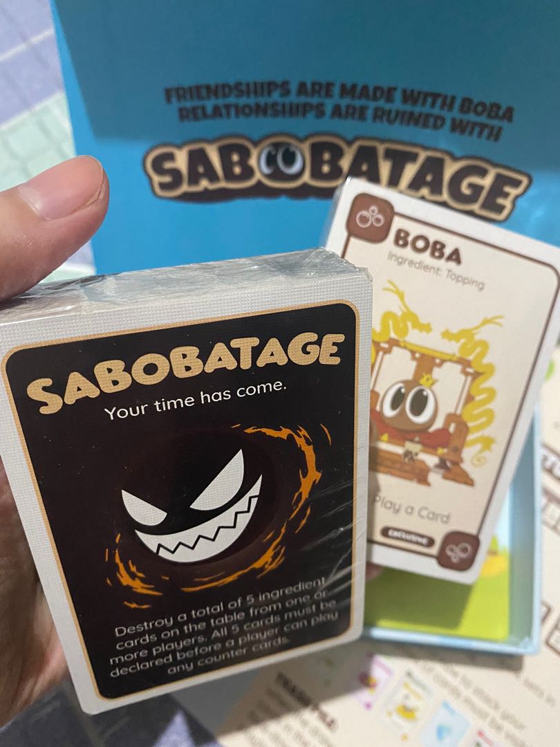 Sabobatage - Boba Card Game, Hobbies & Toys, Toys & Games on Carousell