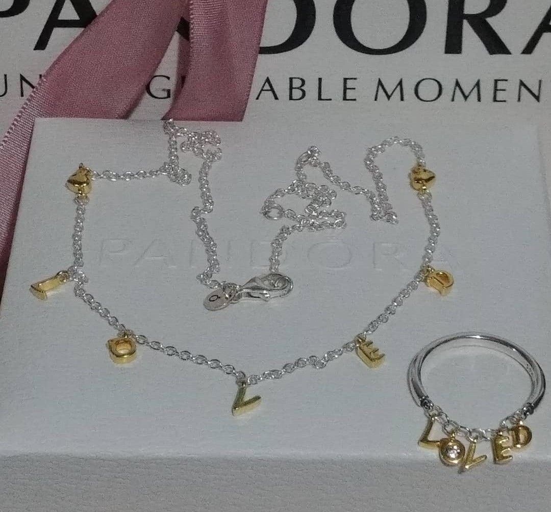 ‼️SALE‼️AUTHENTIC PANDORA LOVED SCRIPT NECKLACE AND RING SET‼️, Women's ...