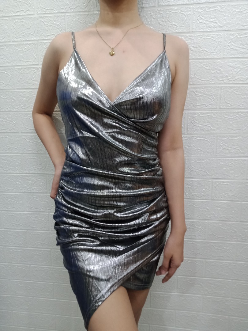 Silver Metallic Dress, Women's Fashion, Dresses & Sets, Dresses on ...