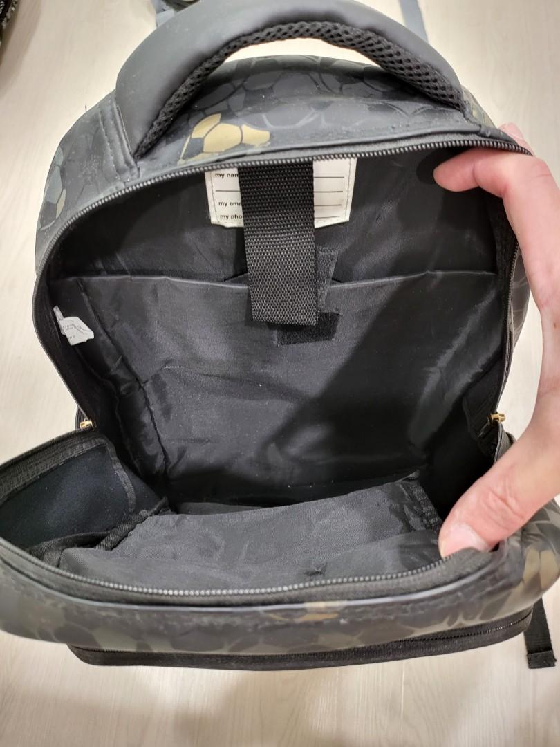 Smiggle gold/black soccer ball design school bag, Men's Fashion, Bags ...