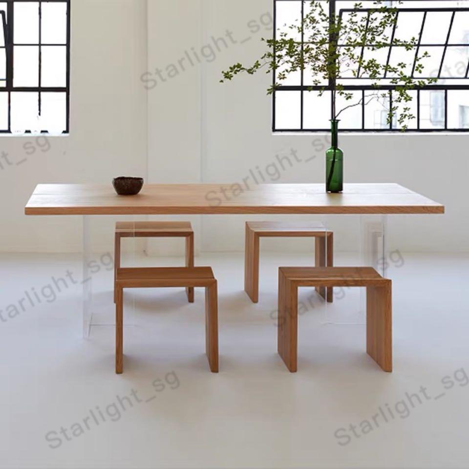 Solid Wood Table Floating Acrylic Dining Table Study Table Desk Office ...