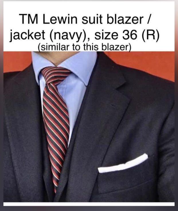 TM Lewin suit formal blazer / jacket (navy), size 36 (R), Men's Fashion ...