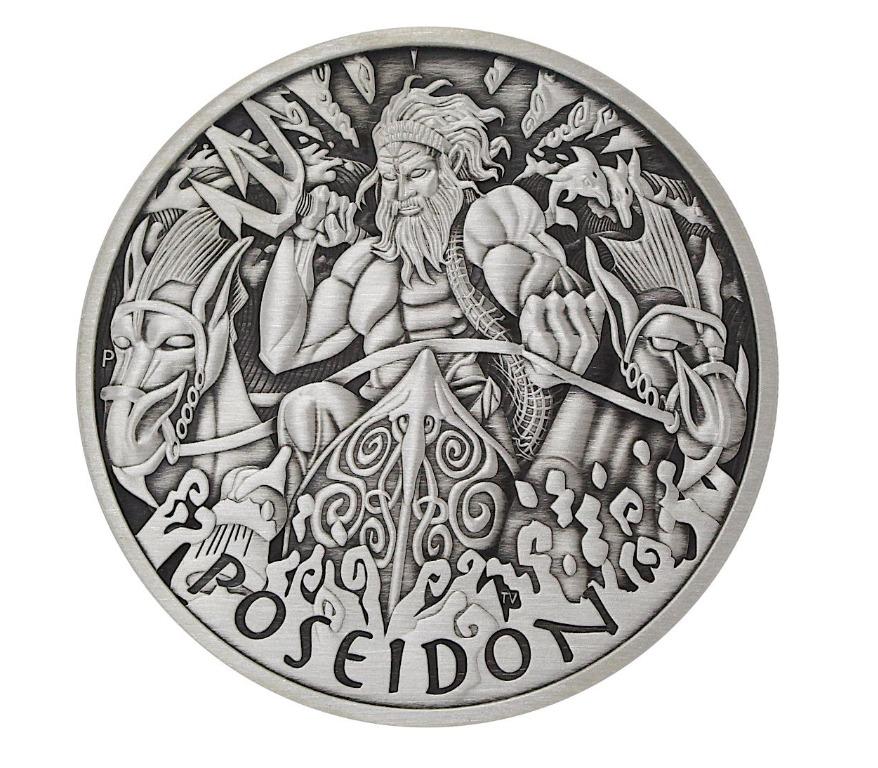Gods Of Olympus Zeus / Poseidon / Hades 1 Oz Antiqued Silver Coin Set ...