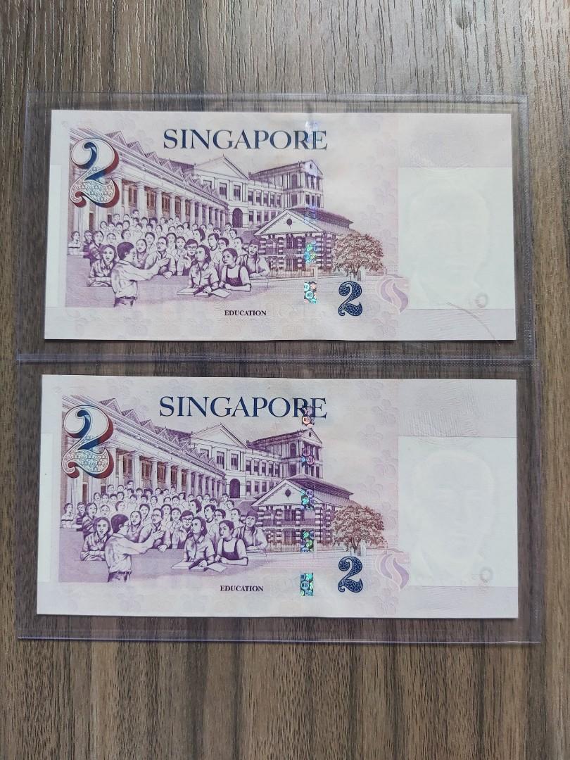 2 run Y2K millennium Singapore currency $2 dollar portrait paper notes ...
