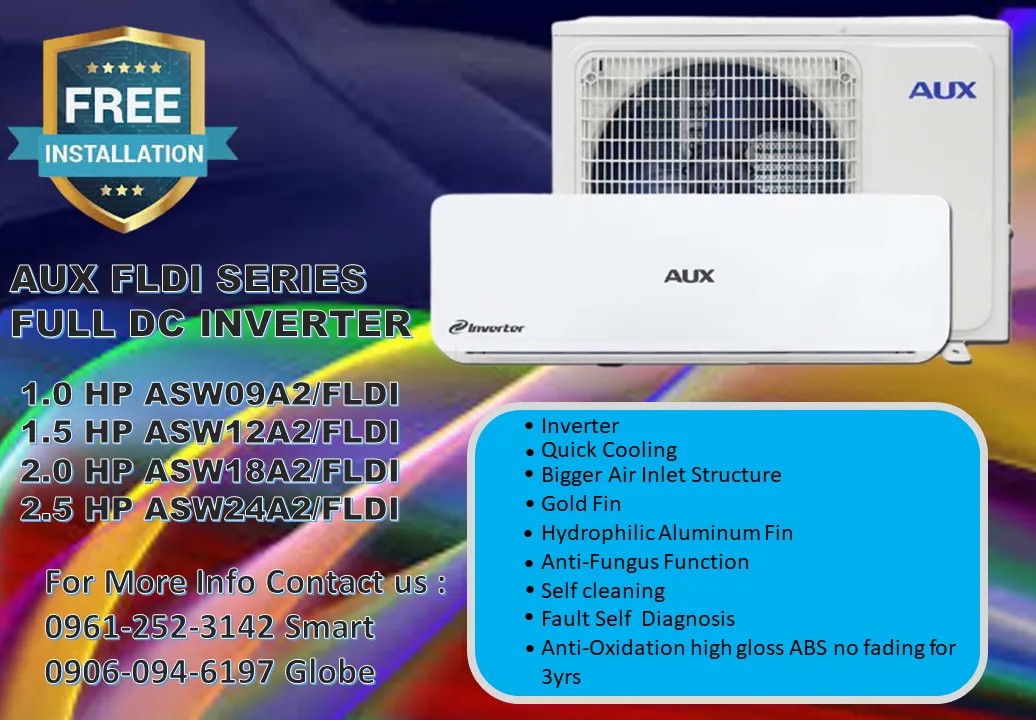 AIR CONDITIONER AUX FULL DC INVERTER SPLIT TYPE WITH FREE INSTALLATION ...