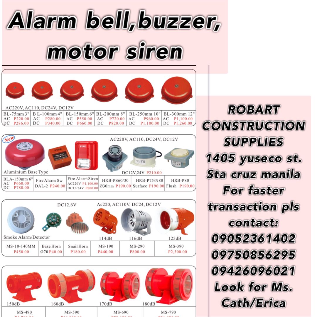 Alarm bell, buzzer, motor siren, Commercial & Industrial, Construction ...