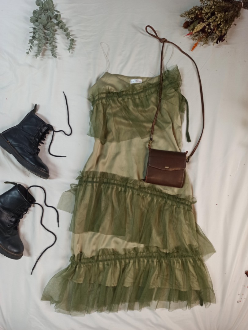 Art Fairy Grunge Aesthetic Green Dress, Women's Fashion, Dresses & Sets ...