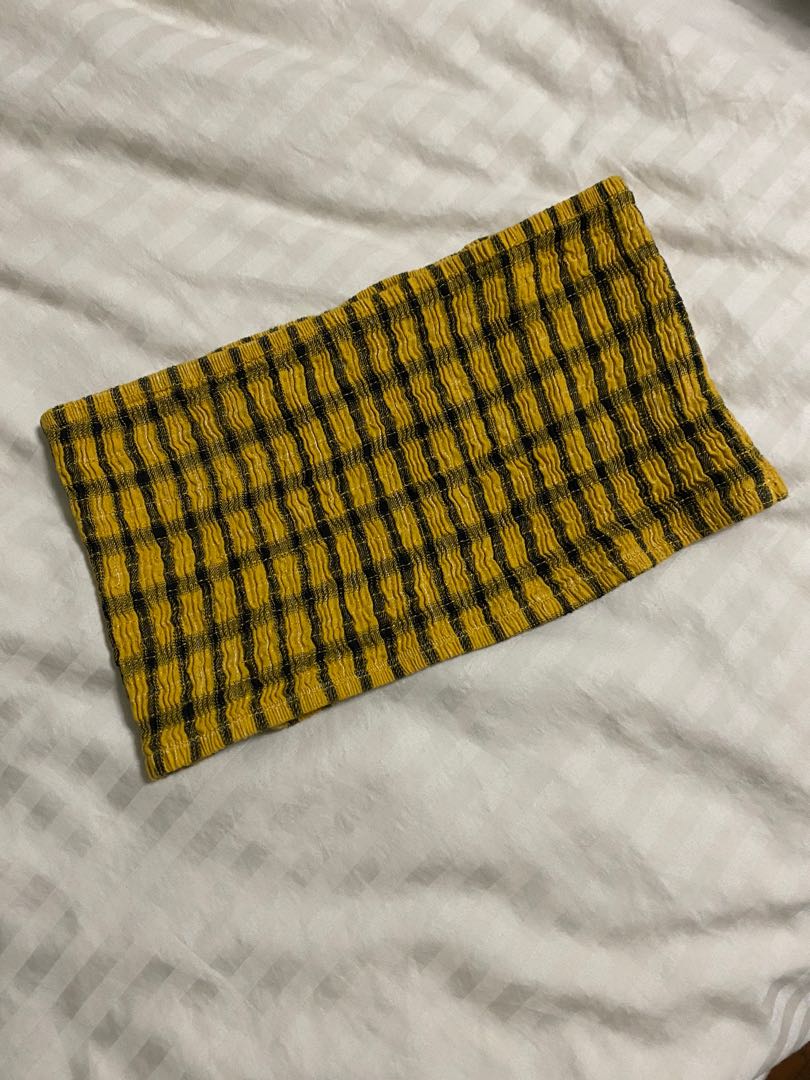 Checkered tube, Women's Fashion, Tops, Sleeveless on Carousell
