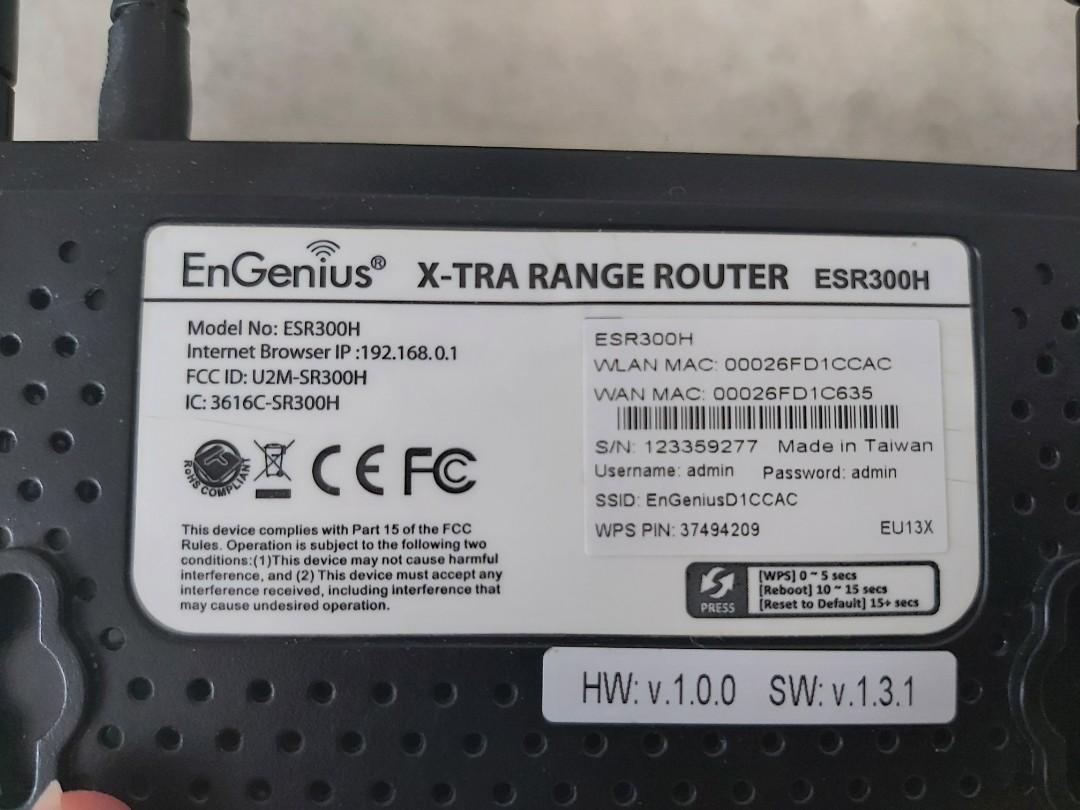 EnGenius X-tra range router ESR300H, Computers & Tech, Parts ...