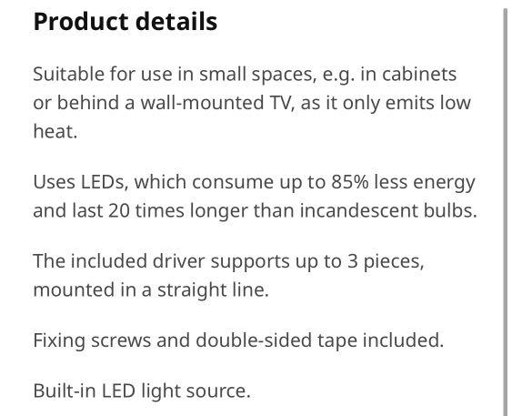 Ikea Ledberg LED light strip 50cm, TV & Home Appliances, Electrical ...