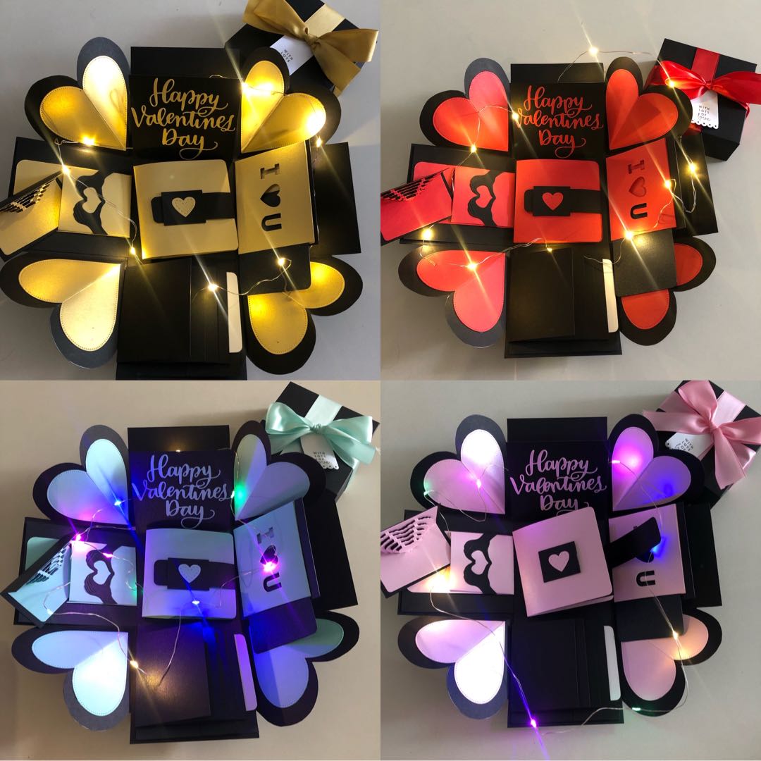 Limited - valentine explosion box with photo book, light and slider ...