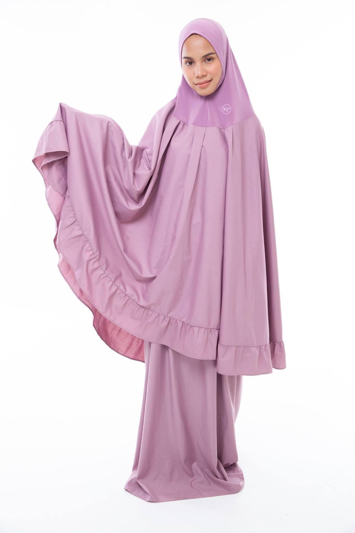 MUHAYYA MAGICAL - Telekung in Soft lilac and Premium white, Women's ...