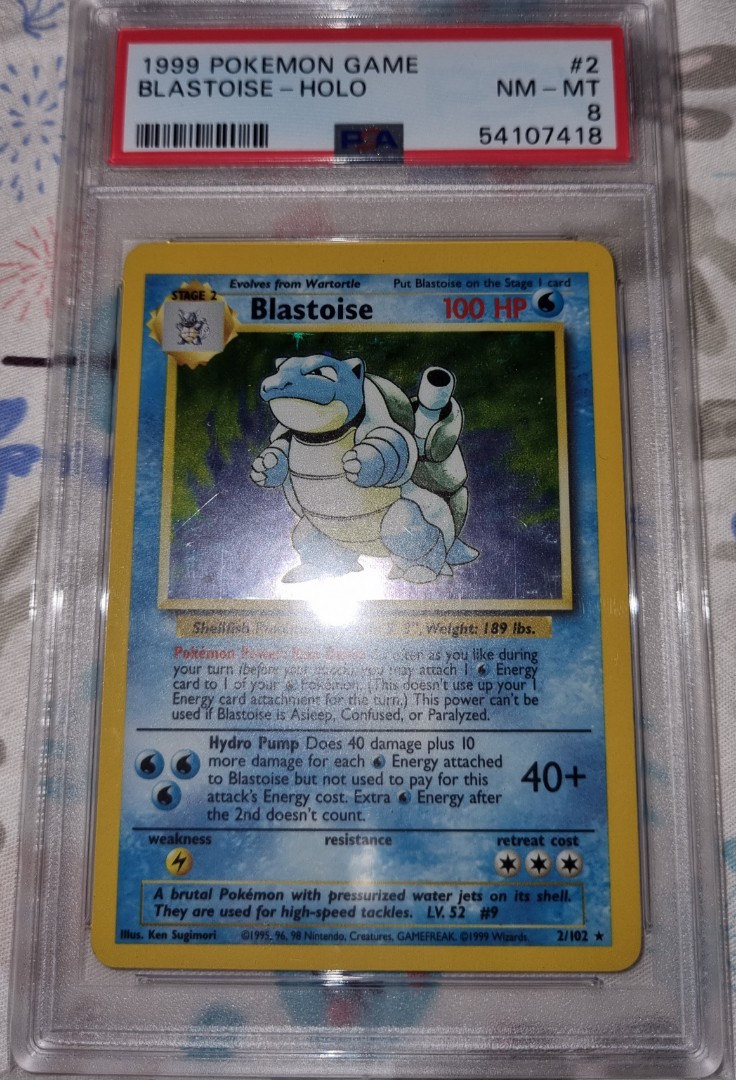 Pokemon PSA8 Blastoise Base Set, Hobbies & Toys, Toys & Games on Carousell