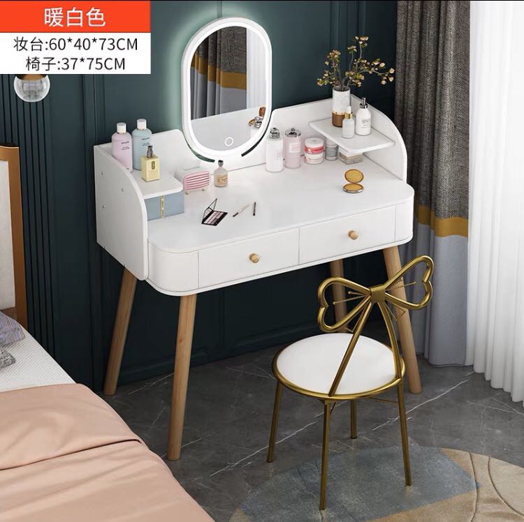 [READY STOCK] 60cm Dressing table with LED mirror & ribbon chair ...