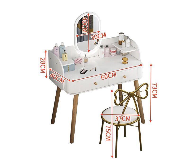 [READY STOCK] 60cm Dressing table with LED mirror & ribbon chair ...