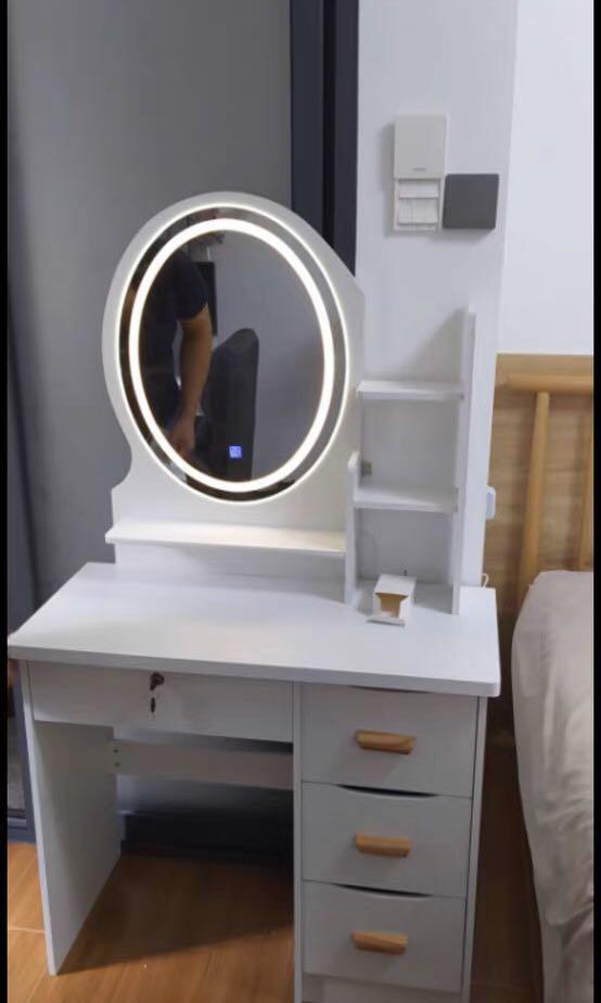 [READY STOCK] 80cm Dressing Table With Mirror & Stool, Furniture & Home ...